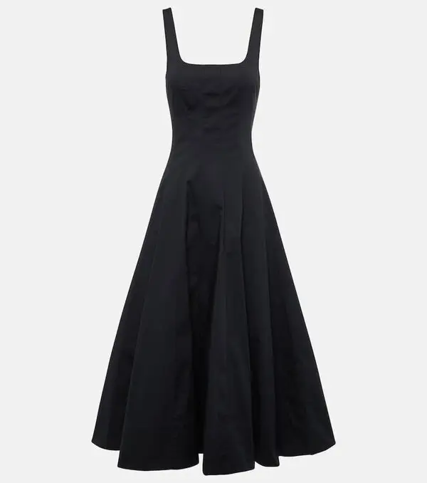 Staud Wells Cotton Poplin Midi Dress - Black