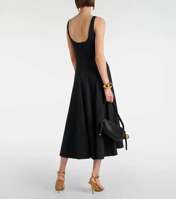 Staud Wells Cotton Poplin Midi Dress - Black
