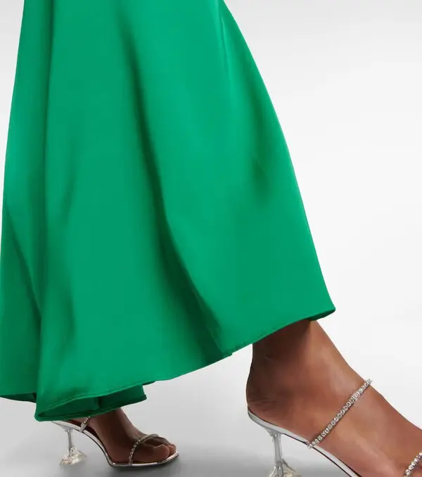 SELF-PORTRAIT Feather-trimmed Satin Gown