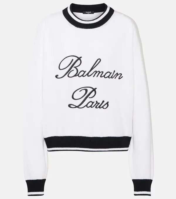 Balmain Signature Embroidered Crewneck Sweater - Black
