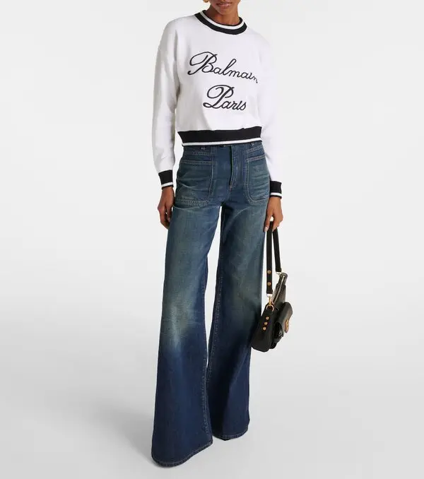 Balmain Signature Embroidered Crewneck Sweater