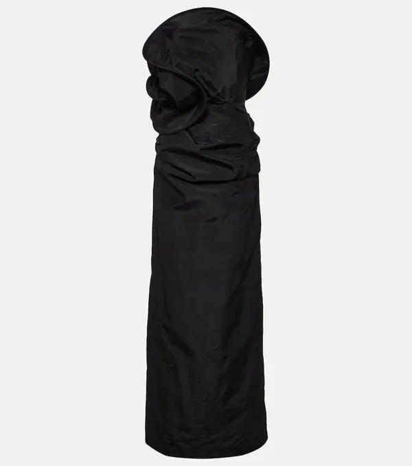 Magda Butrym Floral-applique Silk Taffeta Gown - Black