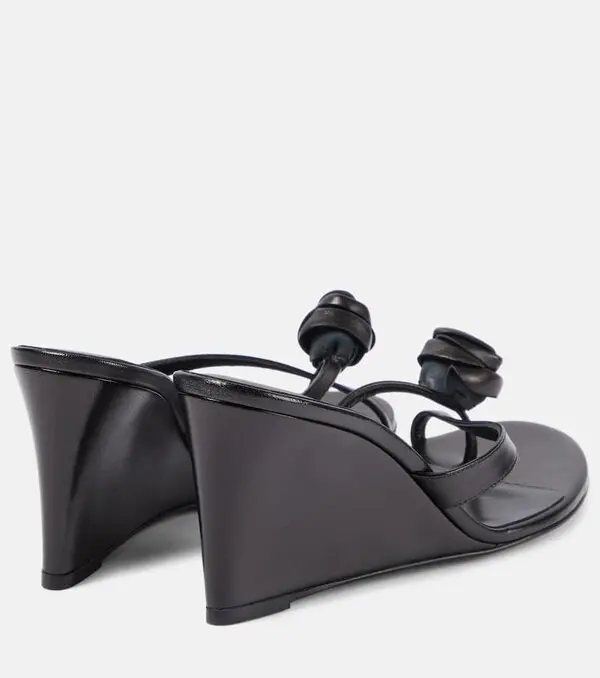Magda Butrym Floral-appliqué Leather Wedge Mules