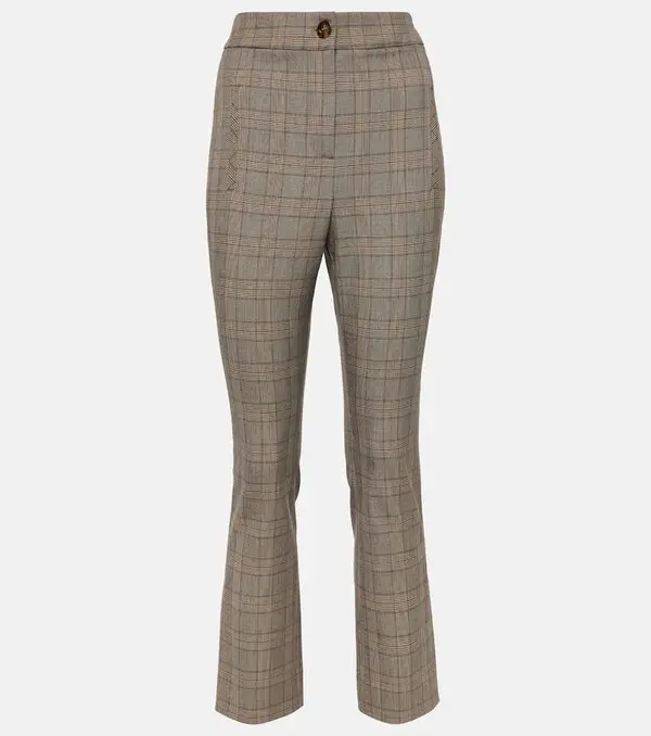 Veronica Beard Checked High-rise Slim Pants