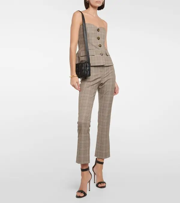 Veronica Beard Checked High-rise Slim Pants
