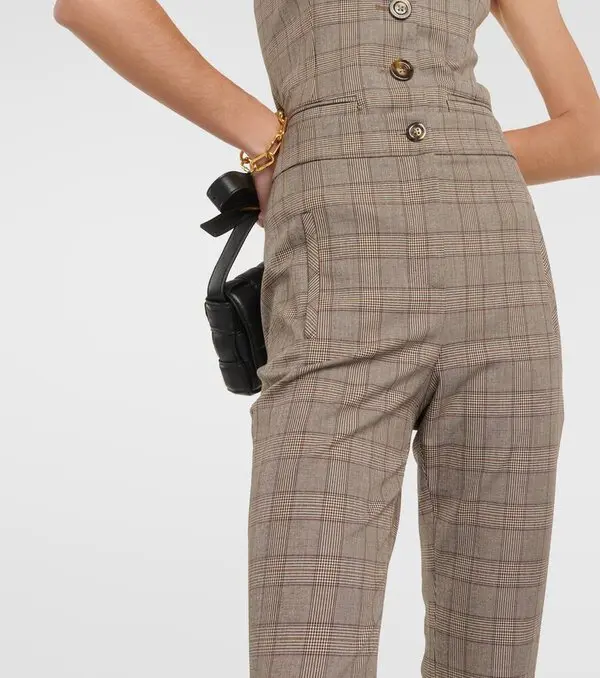 Veronica Beard Checked High-rise Slim Pants