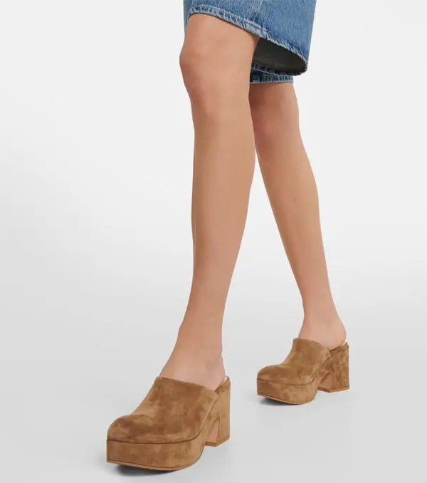 GIANVITO ROSSI Lyss Suede Platform Mules - Beige