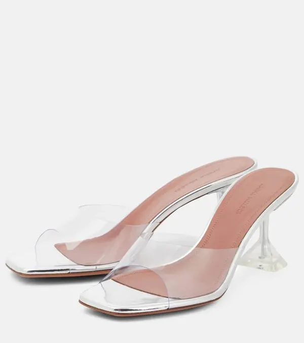 Amina Muaddi Lupita Leather Mules - White