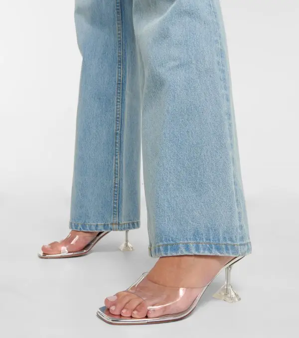 Amina Muaddi Lupita Leather Mules - White