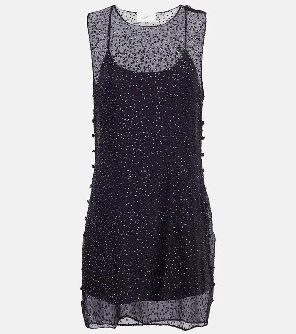 Coperni Embellished Sheer Silk Minidress