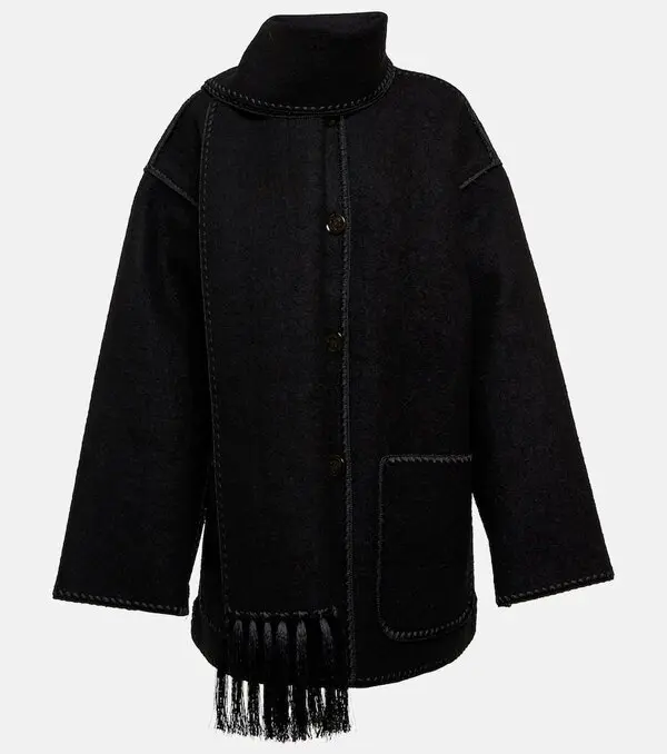 TOTEME Embroidered Wool-blend Scarf Jacket - Black