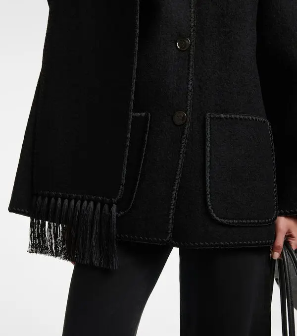 TOTEME Embroidered Wool-blend Scarf Jacket - Black
