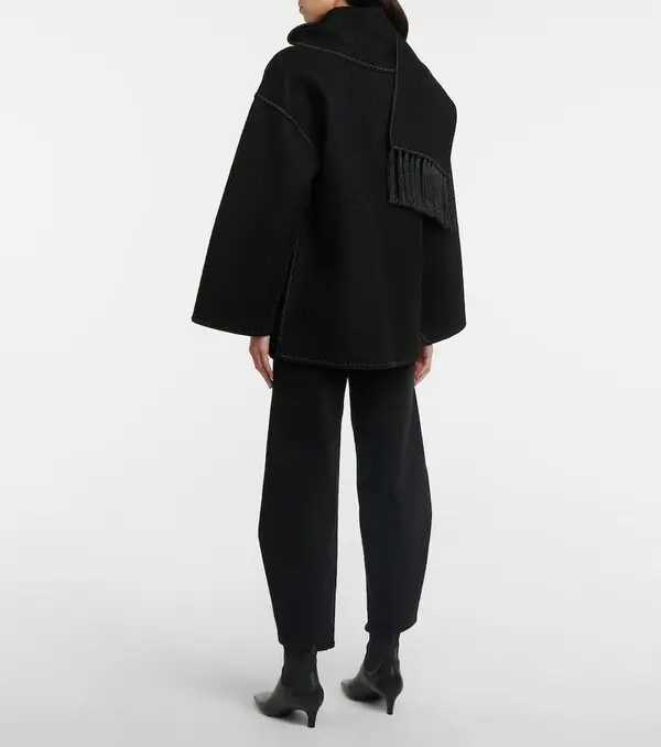TOTEME Embroidered Wool-blend Scarf Jacket - Black