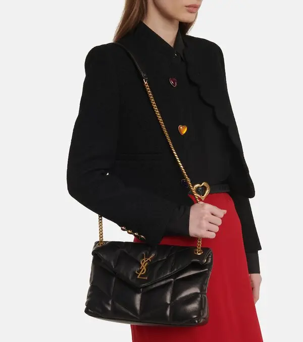 Saint Laurent Puffer Small Leather Shoulder Bag - Black