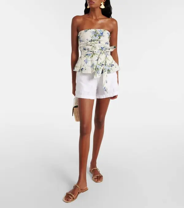 Veronica Beard Strapless Belted Top