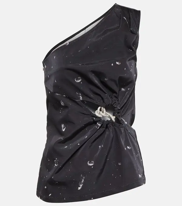 JACQUES WEI Printed Cutout One-shoulder Top