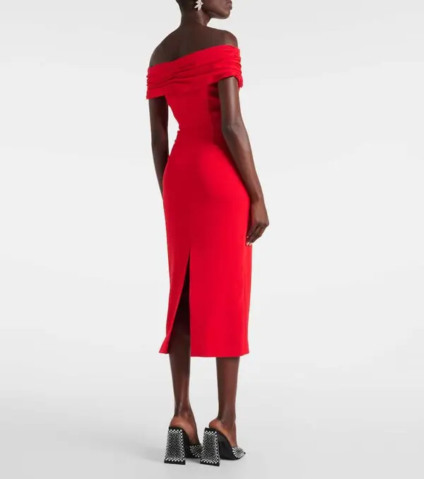 SELF-PORTRAIT Off-shoulder Crepe Midi Dress