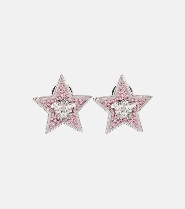 Versace Medusa Embellished Earrings - Pink