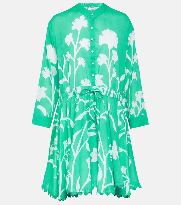 JULIET DUNN Majorelle Cotton Shirt Dress - Green