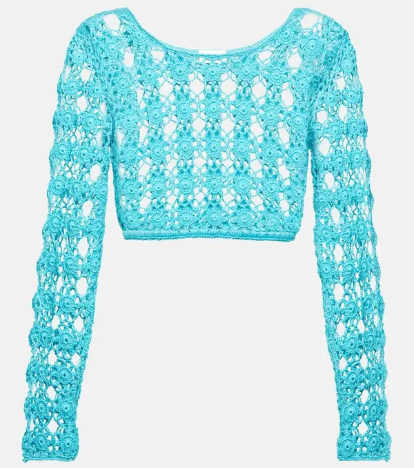 Anna Kosturova Bella Crochet Crop Top - Green