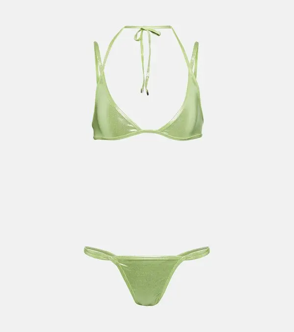 Attico Halterneck Bikini Top - Green