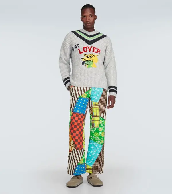 ERL Printed Cotton-blend Flared Pants