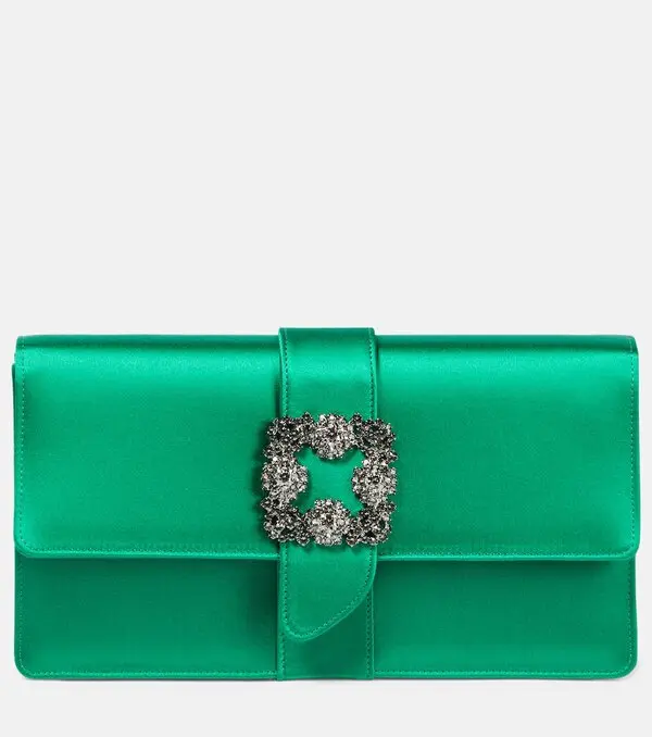 Manolo Blahnik Capri Embellished Clutch - Green
