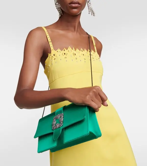 Manolo Blahnik Capri Embellished Clutch - Green