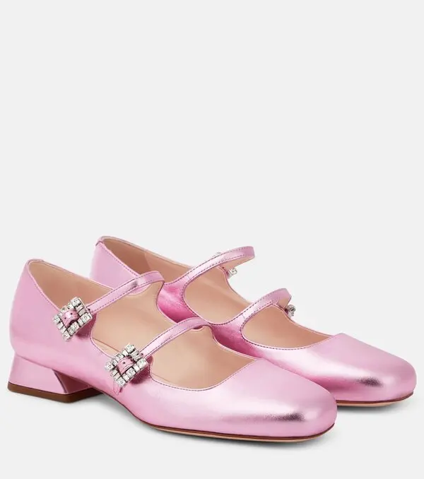 ROGER VIVIER Mini Tres Vivier Leather Mary Jane Pumps