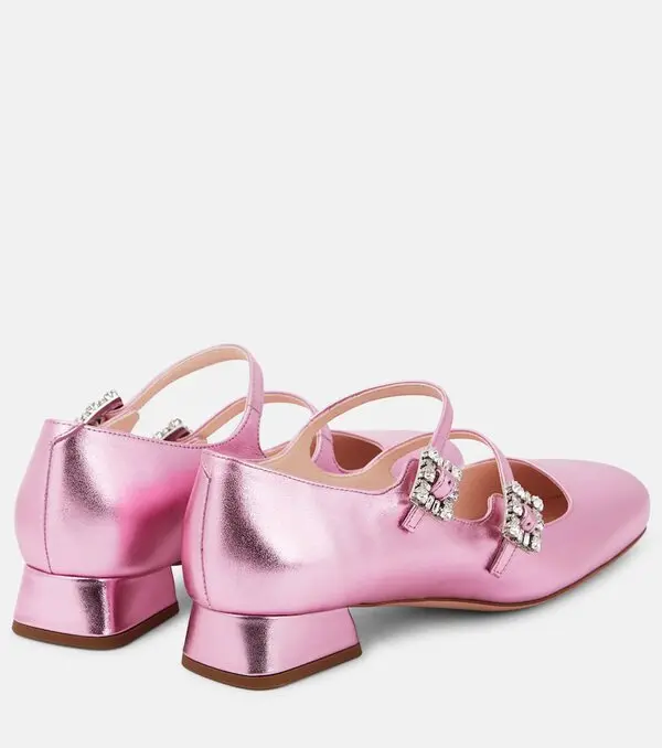 ROGER VIVIER Mini Tres Vivier Leather Mary Jane Pumps