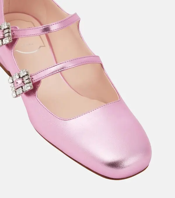 ROGER VIVIER Mini Tres Vivier Leather Mary Jane Pumps