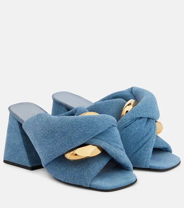 JW Anderson Chain And Twist Denim Mules - Blue