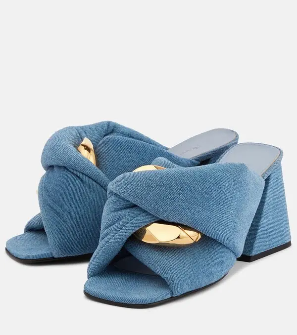 JW Anderson Chain And Twist Denim Mules - Blue
