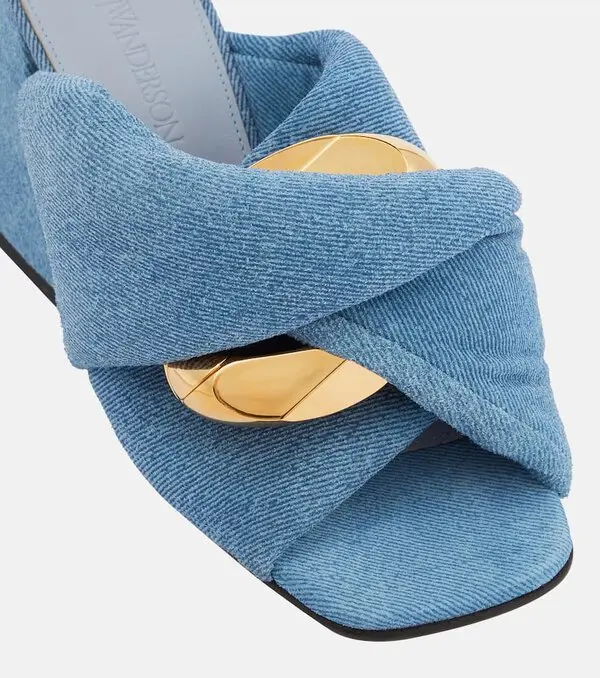 JW Anderson Chain And Twist Denim Mules - Blue