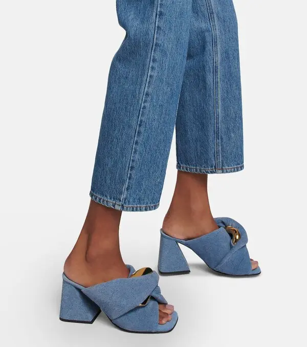 JW Anderson Chain And Twist Denim Mules - Blue