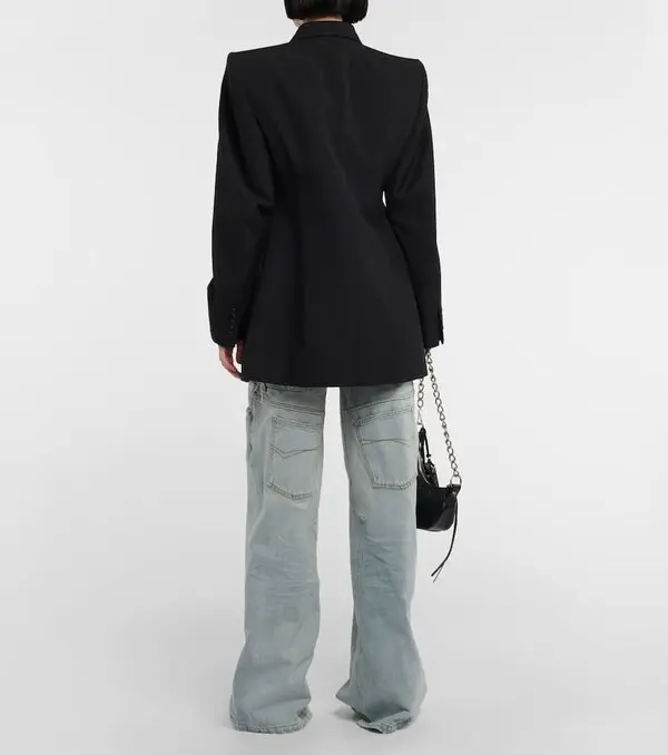 Balenciaga Hourglass Double-breasted Wool Blazer - Black