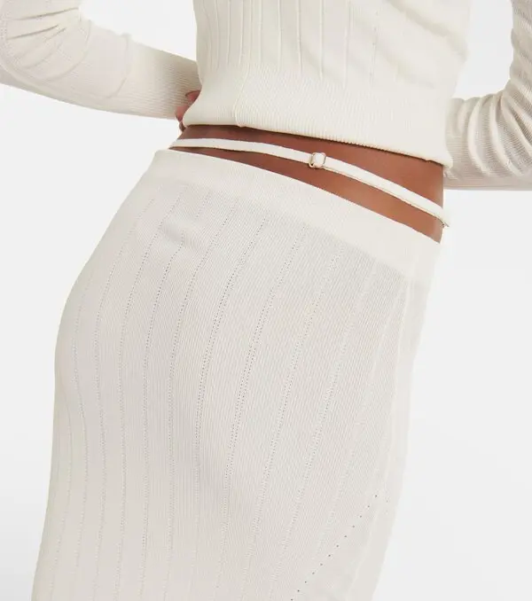 Jacquemus Pralu Scalloped Midi Skirt - White