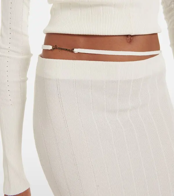 Jacquemus Pralu Scalloped Midi Skirt - White