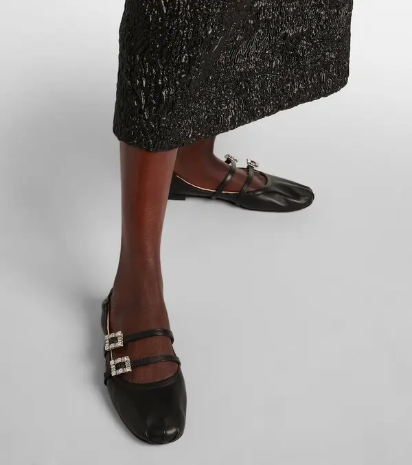 ROGER VIVIER Embellished Leather Ballet Flats