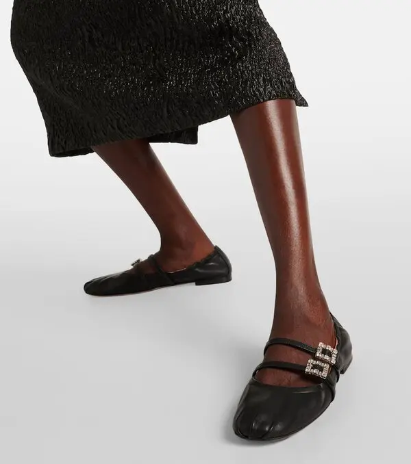 ROGER VIVIER Embellished Leather Ballet Flats
