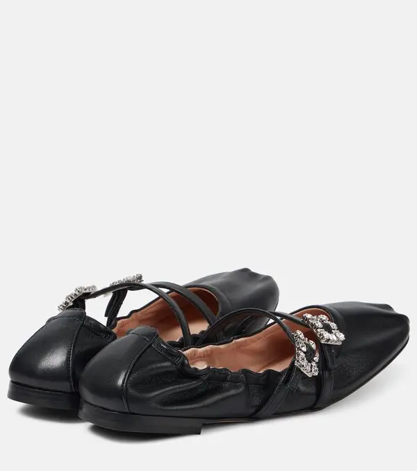 ROGER VIVIER Embellished Leather Ballet Flats