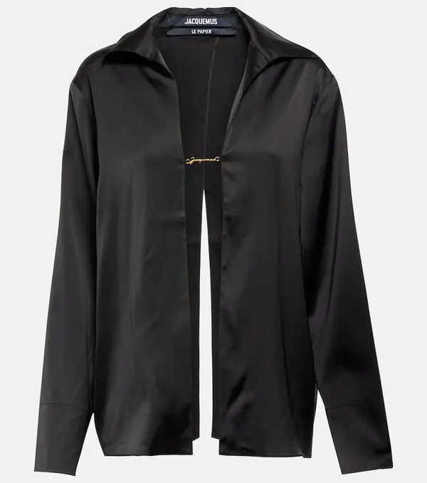 Jacquemus La Chemise Notte Satin Shirt - Black