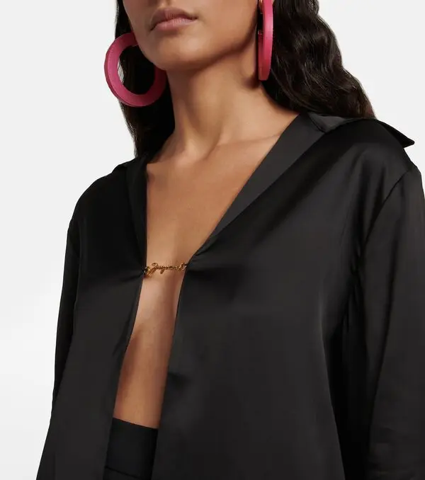 Jacquemus La Chemise Notte Satin Shirt - Black