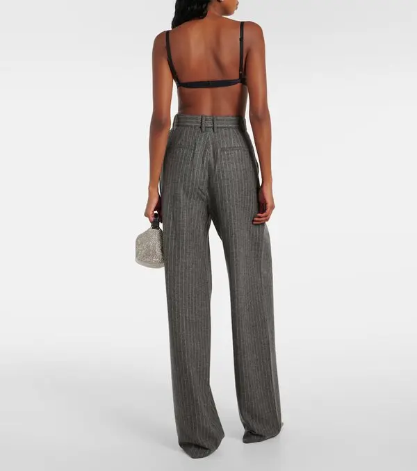 Alex Perry Pinstriped High-rise Tapered Trousers
