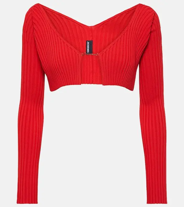 Jacquemus La Maille Pralu Cropped Cardigan - Red