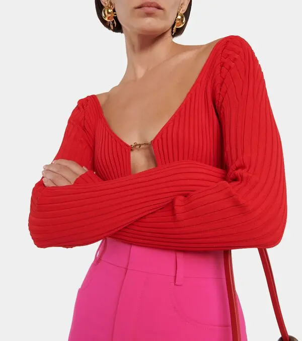 Jacquemus La Maille Pralu Cropped Cardigan - Red
