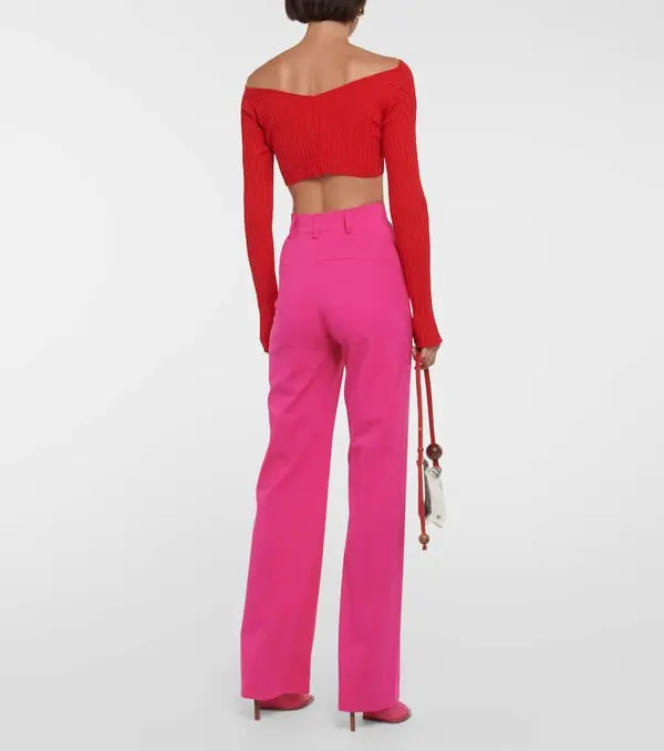Jacquemus La Maille Pralu Cropped Cardigan - Red