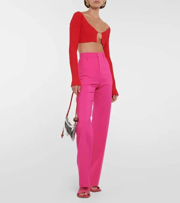 Jacquemus La Maille Pralu Cropped Cardigan - Red