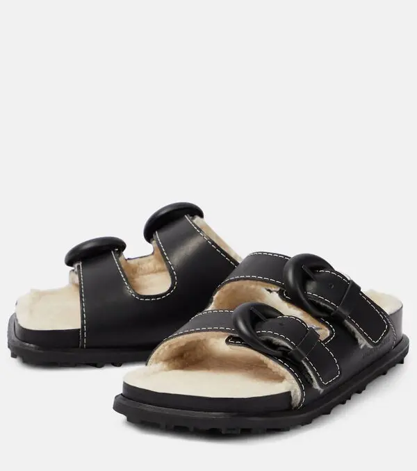 MARINE SERRE Leather Slides