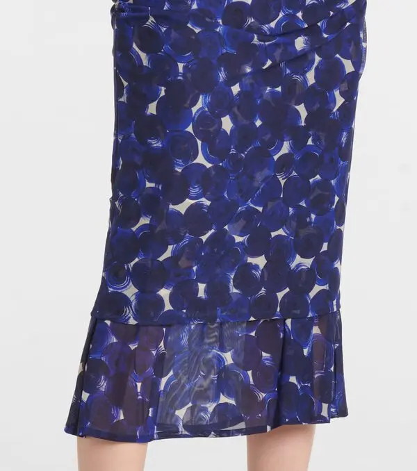 Dries Van Noten Printed Gathered Jersey Midi Skirt